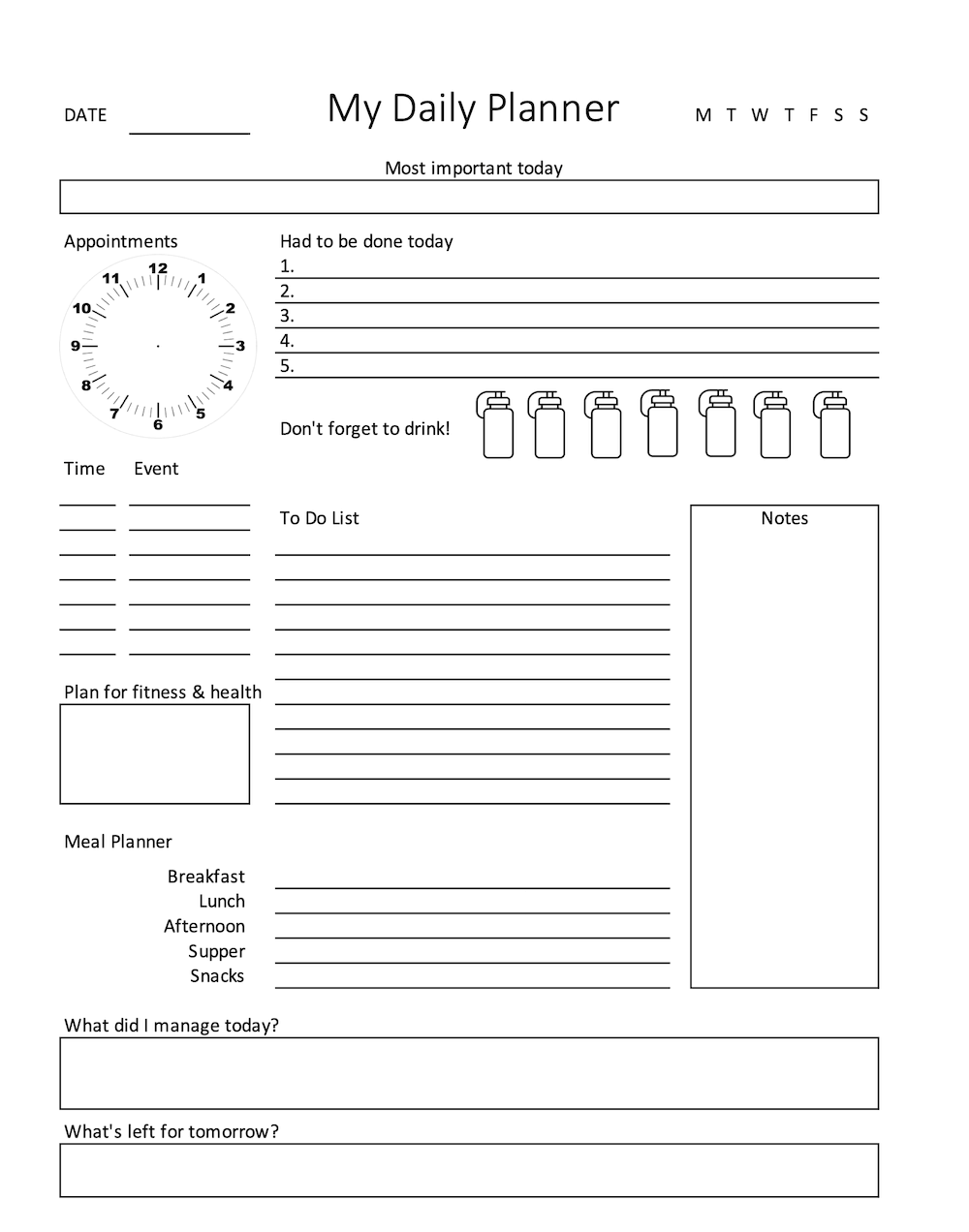 Daily Planner Excel Template Or PDF FREE DOWNLOAD 