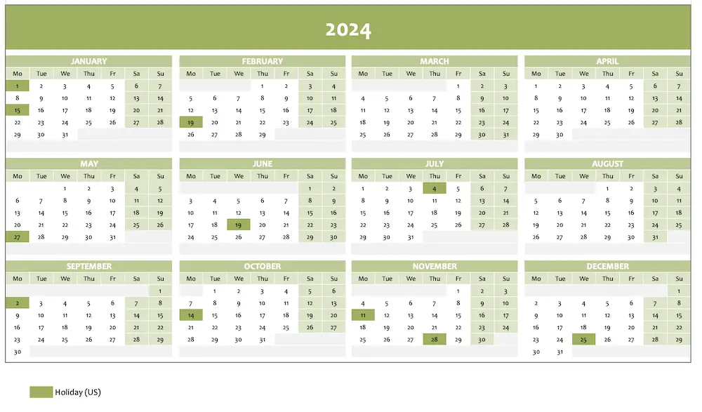 Year Calendar 2024 Excel Template Free - Lidia Ottilie Year Calendar 2024 Excel Template Free - Lidia Ottilie